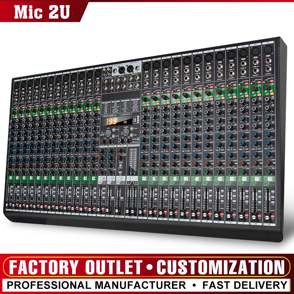 Professional Mixer 24 channel stage mixer 199 digital reverb effects ...