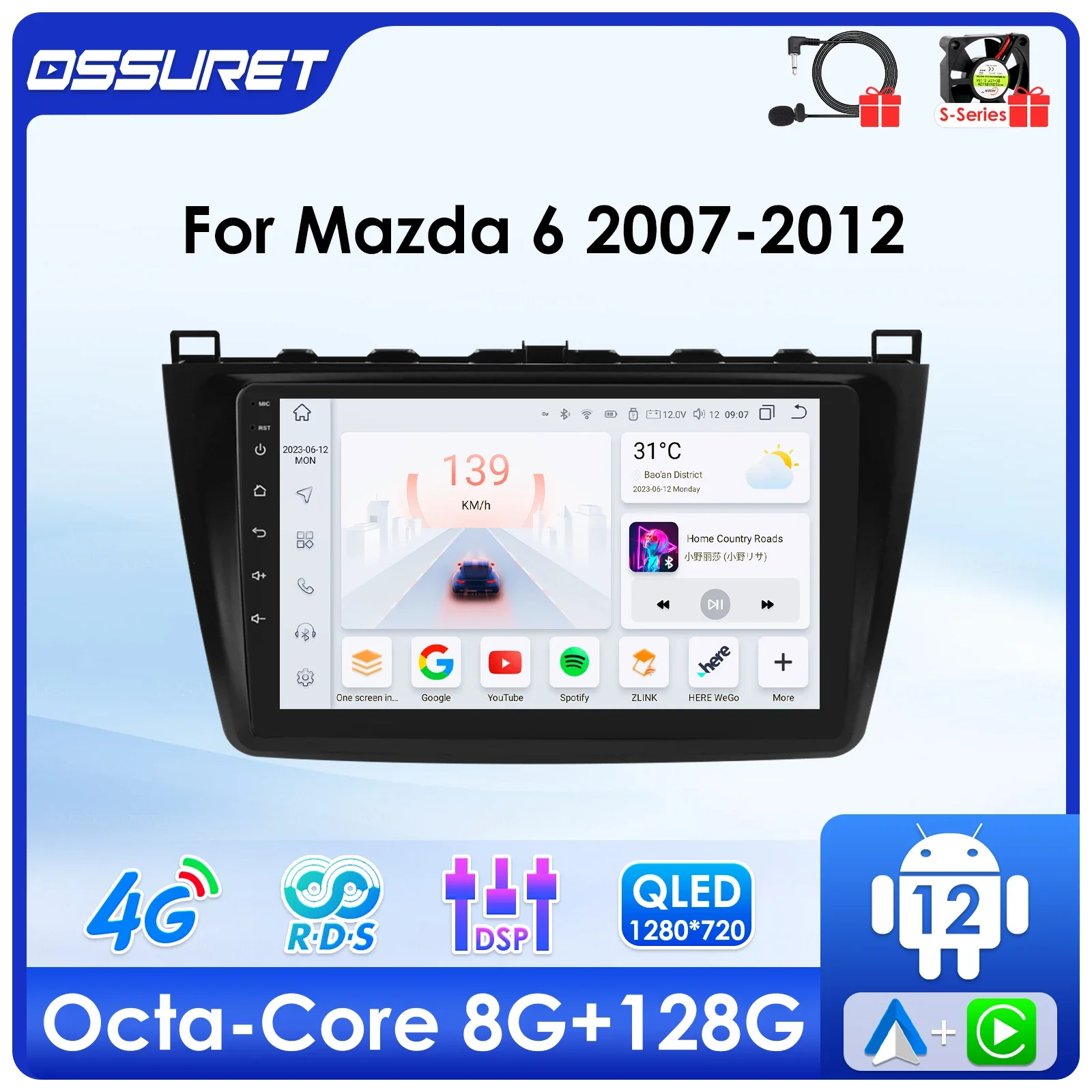 Android Auto car intelligent systems radio For Mazda 6 2007-2012 ...