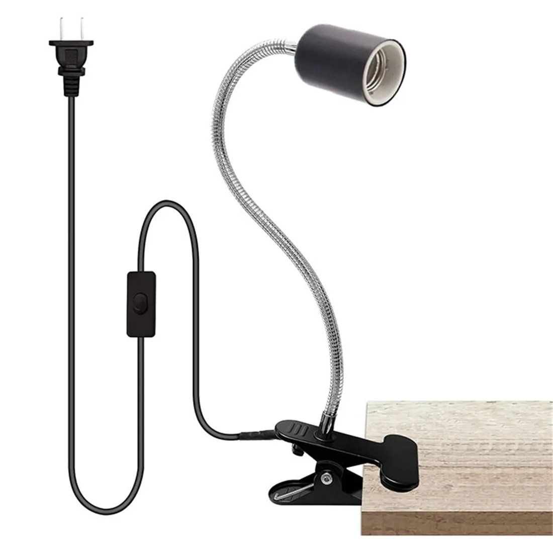 Black-Plug-in-Clip-Lamp-Holder-Ceramic-E27-Clamp-Light-Socket-360 ...