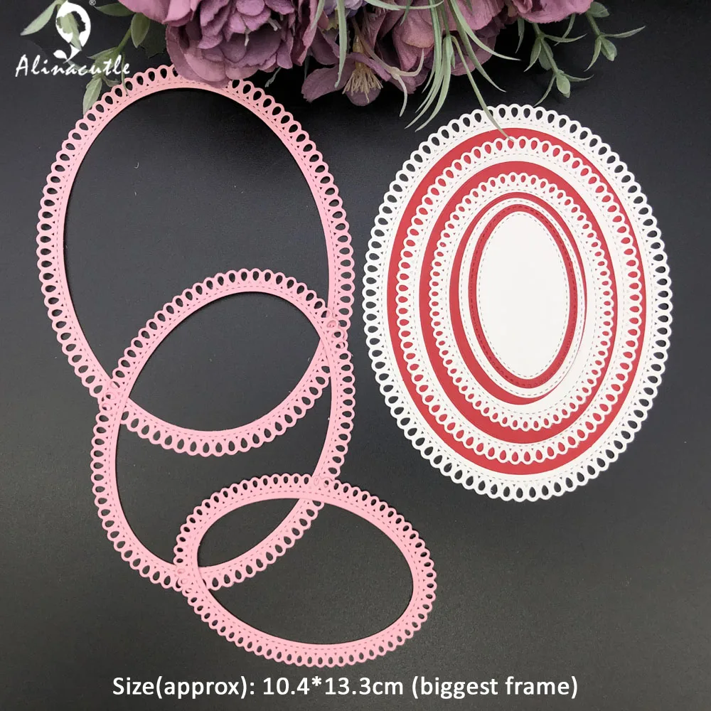 Alinacutle Metal Cutting Die Cut Tear Drop Nesting Oval Frame Scrapbook Paper Craft Album ...
