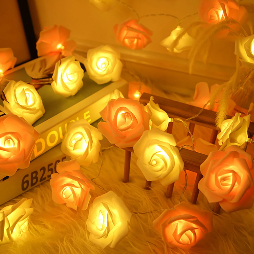 LED-Rose-Flower-String-Lights-rosa-operado-a-pilhas-casamento-casa ...
