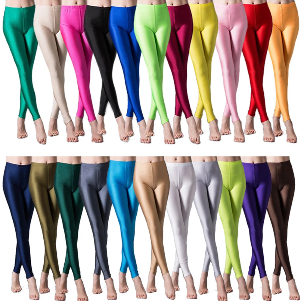 High Elastic Skinny Leggings Pencil Pants Slim Plus Size Trousers Shiny ...