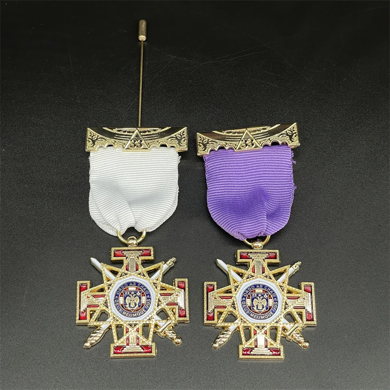 Classic-Masonic-Ribbon-Medal-Double-Headed-Eagle-33-Badge-Vintage-Mason ...