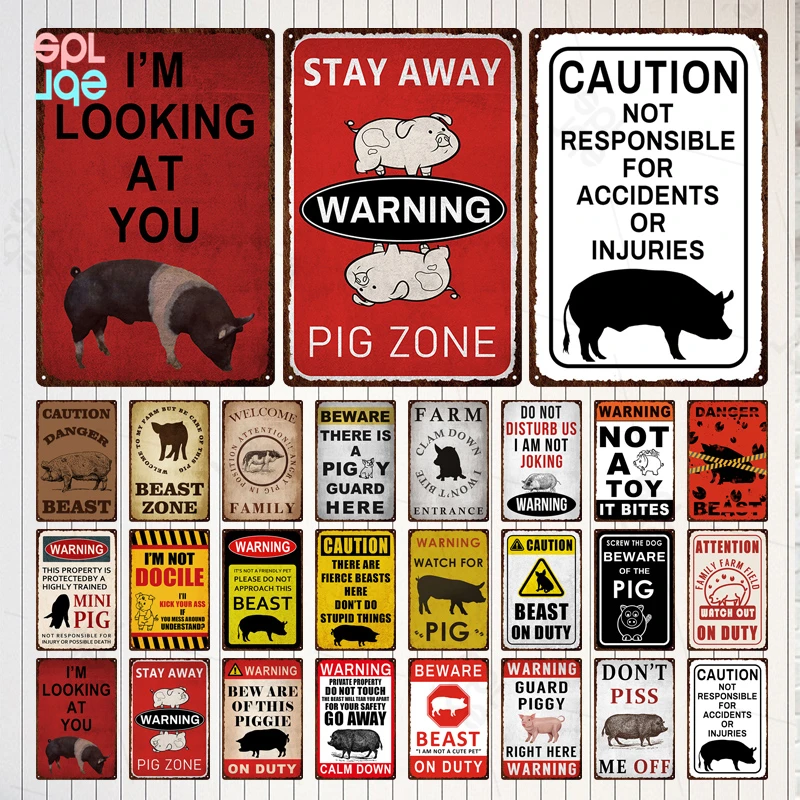 Warning-Sign-Beast-On-Duty-Metal-Sign-Farm-Fence-Warning-Tin-Plate ...