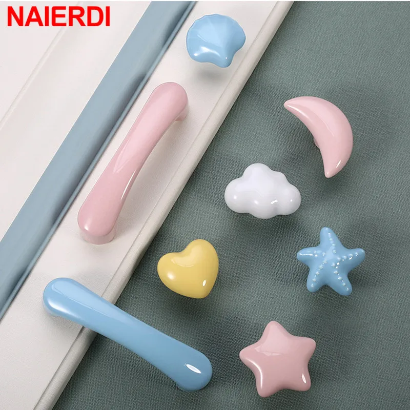 NAIERDI-Cartoon-Children-Room-Ceramic-Cabinet-Knobs-Moon-Star-Wardrobe ...