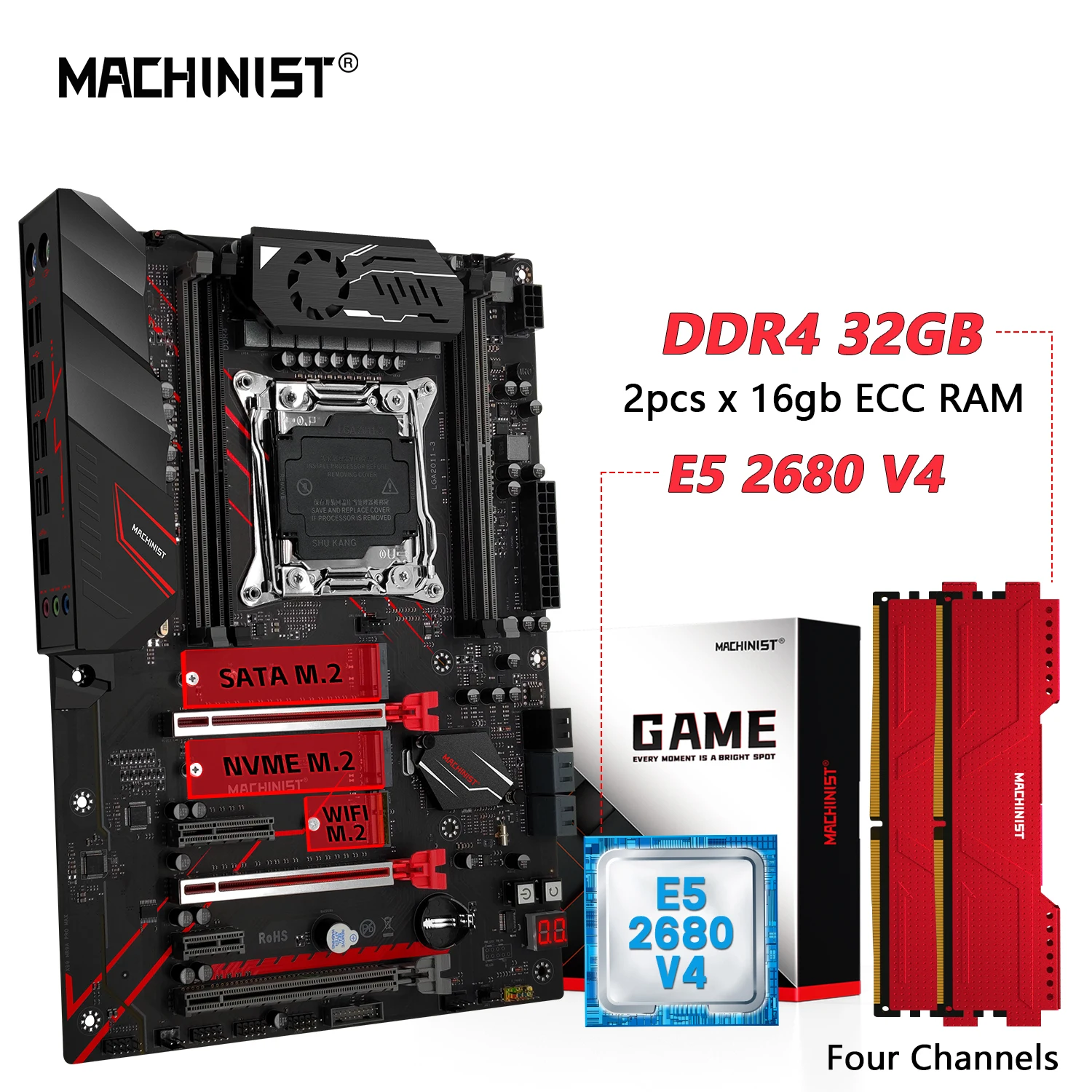Machinist X99 Motherboard Kit Xeon E5 2680 V4 Cpu Lga 2011 3 Ddr4 Ram