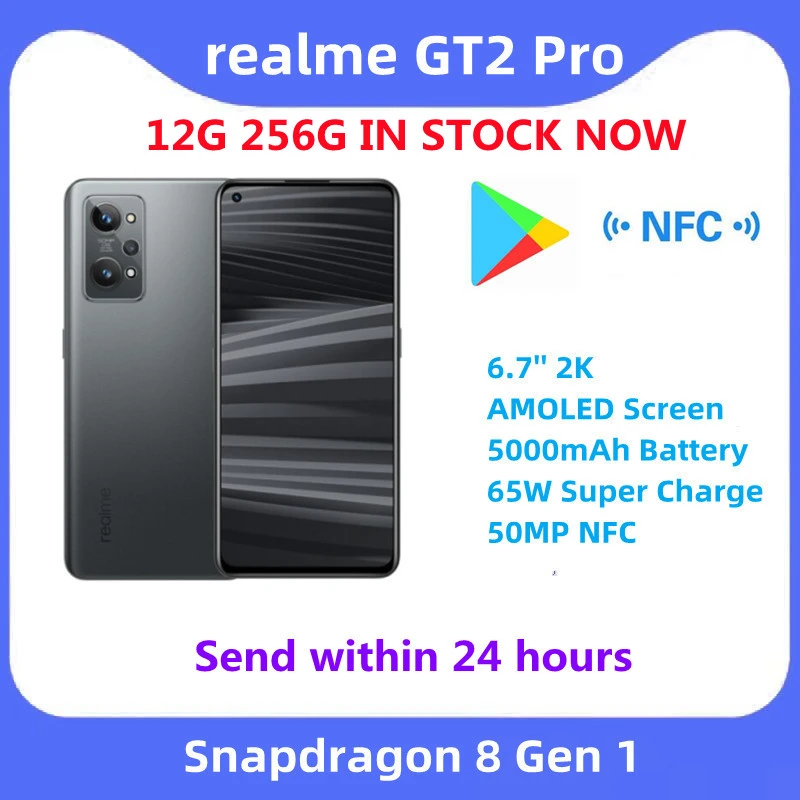 Realme GT2 Pro Smart Phone, Snapdragon 8 Gen 1, 5G, 120Hz, 6,7 ", Tela 2K AMOLED, Bateria ...