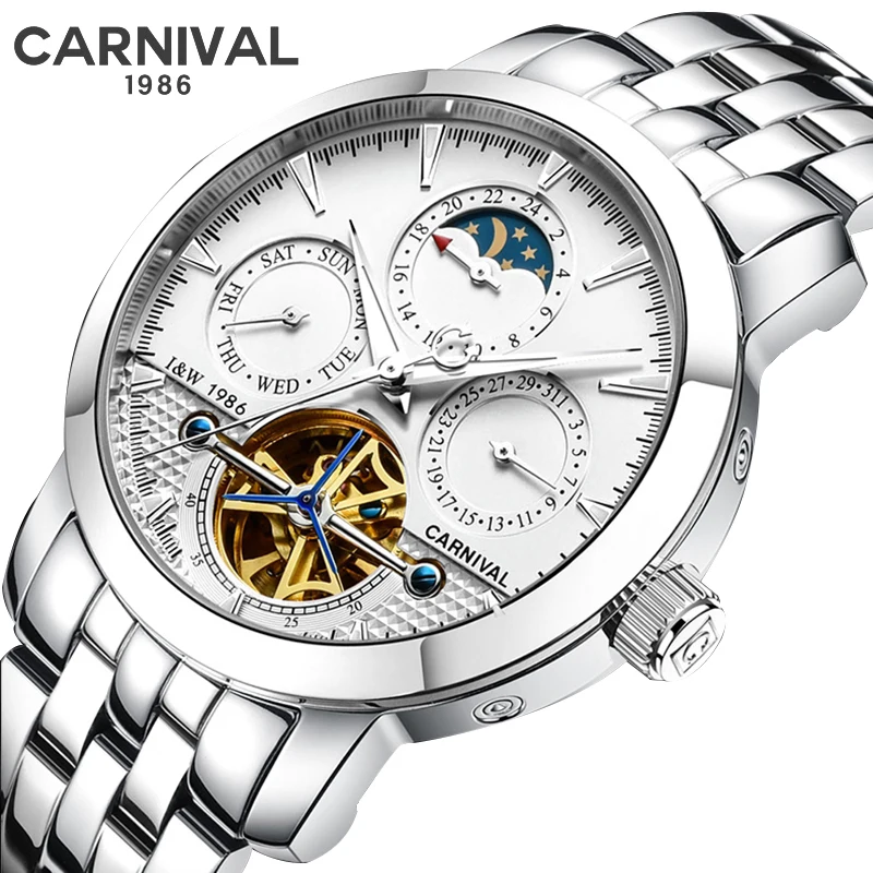 Carnival-Brand-Fashion-Tourbillon-Mechanical-Watch-for-Men-Stainless ...