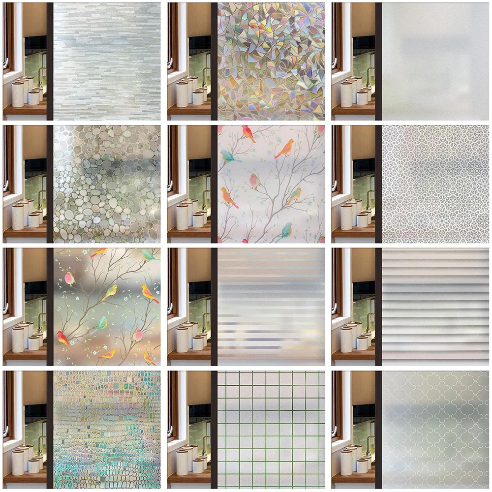 3D-Matte-Privacy-Window-Film-Non-Adhesive-Frosted-Bird-Decorative-Vinyl ...
