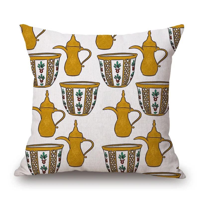 Palestinian Coffee And Tea Cup Print Art Cushion Cover Pop Arabic The ...