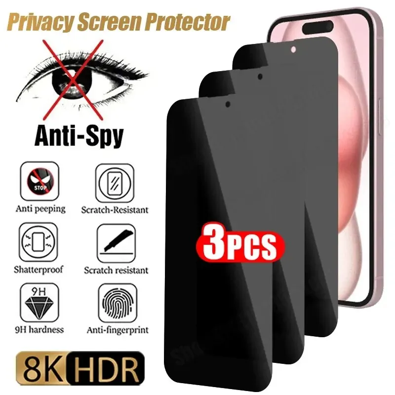 3PCS-Privacy-Screen-Protector-For-iPhone-11-12-13-14-15-Pro-Max-Anti ...