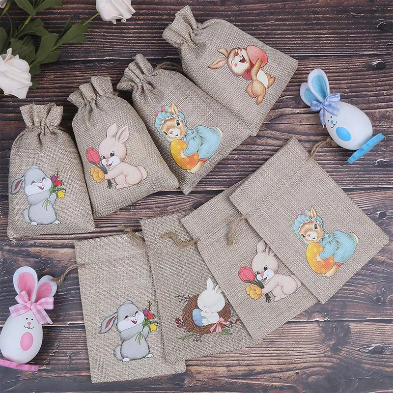 Burlap Bag Easter Bunny | Basket Easter Bunny | Easter Burlap Basket ...