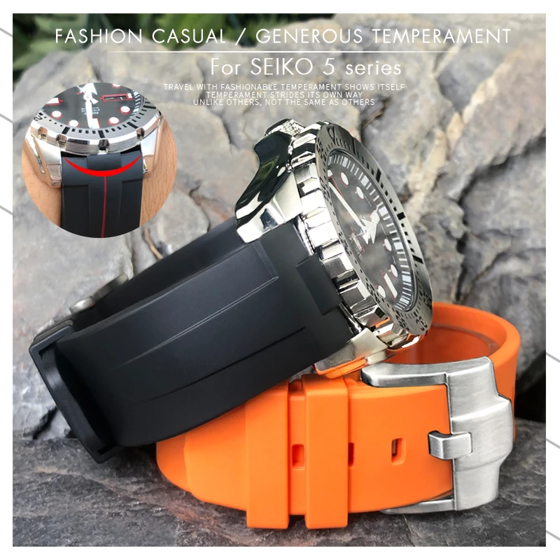 Seiko Skx Rubber Strap Curved End 22mm | Citizen Rubber Strap 23mm ...