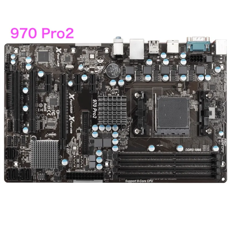 ASRock 970 Pro2 Desktop Motherboard 32GB PCI-E2.0 AM3+ AM3 DDR3 ATX ...