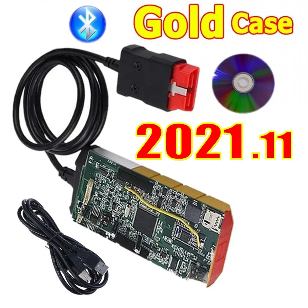 Gold Color Best 2021.11 Keygen NEW VCI Vd Ds150 Cdp Bluetooth OBD2 ...