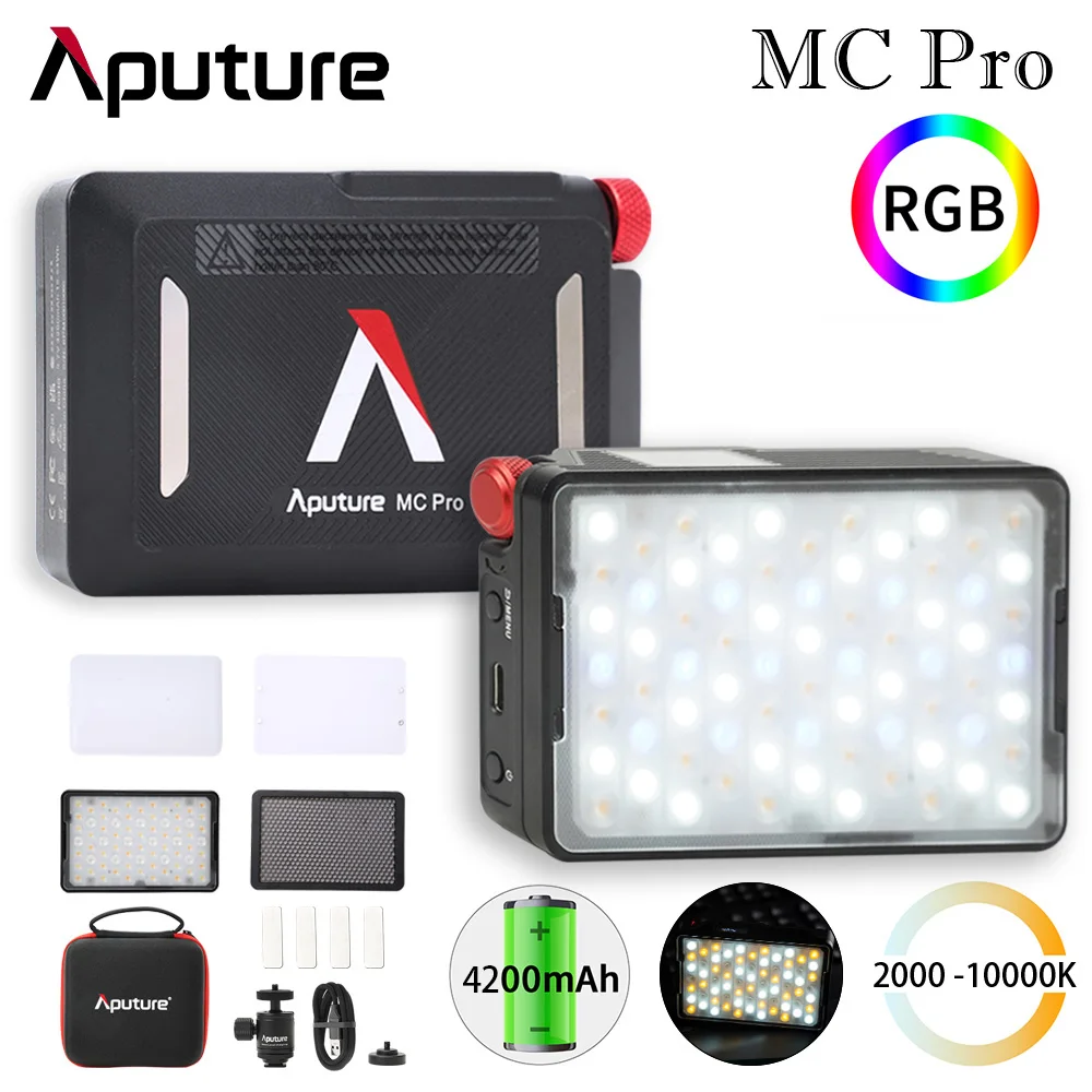 Aputure MC Pro RGBWW RGB LED Video Light 2000K-10000K IP65 Magnetic ...
