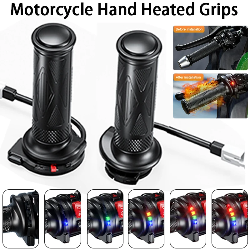 Motorcycle-Hand-Heated-Grips-Electric-Molded-Grips-Scooter-Moped-Bar ...