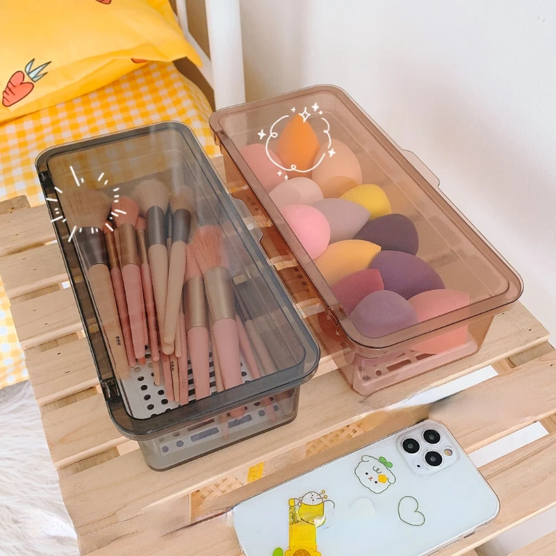 Simple Makeup Brush Storage Box Dustproof Beauty Egg Lipstick Storage ...