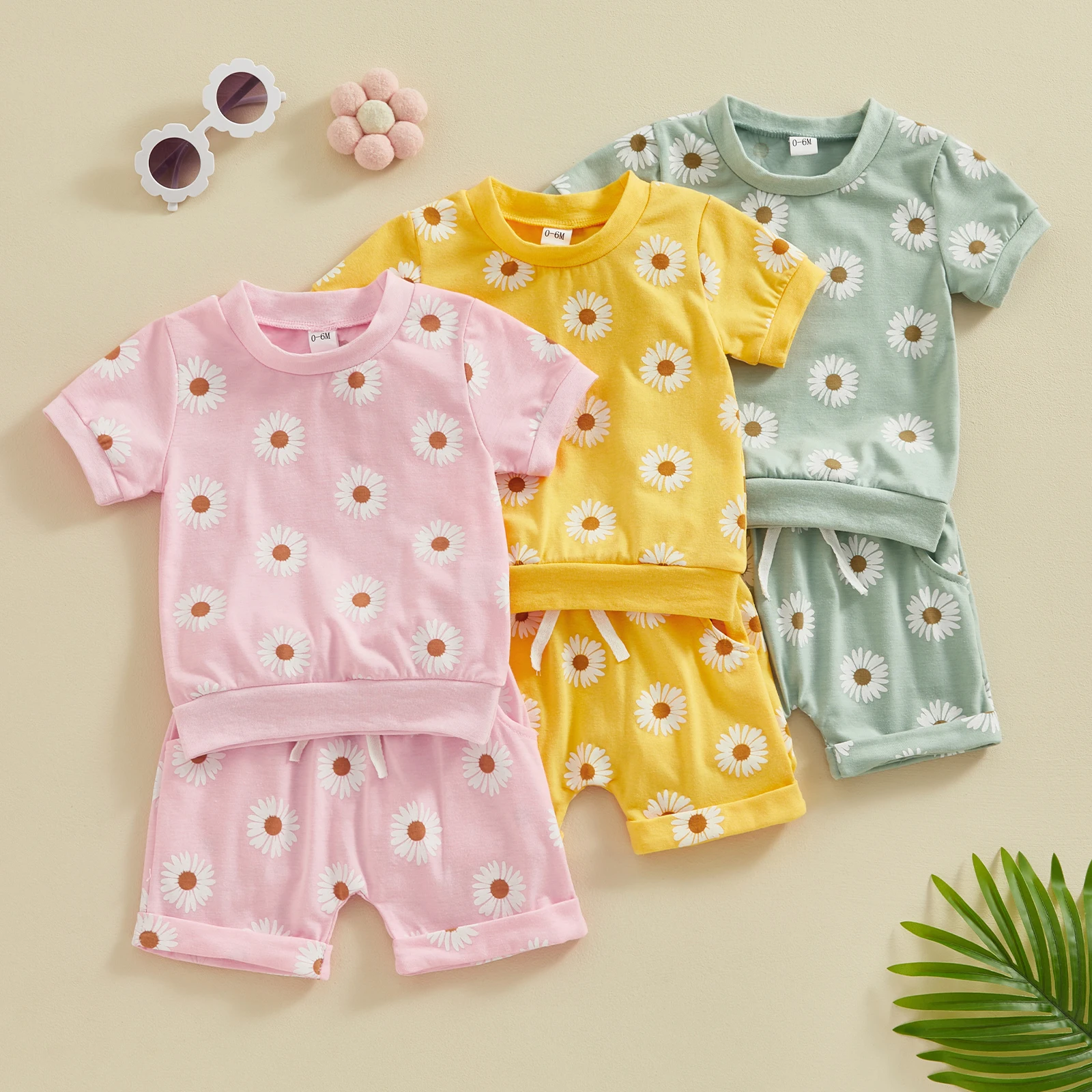 Pudcoco-Infant-Baby-Girls-2-Piece-Outfit-Daisy-Print-Short-Sleeve-T ...