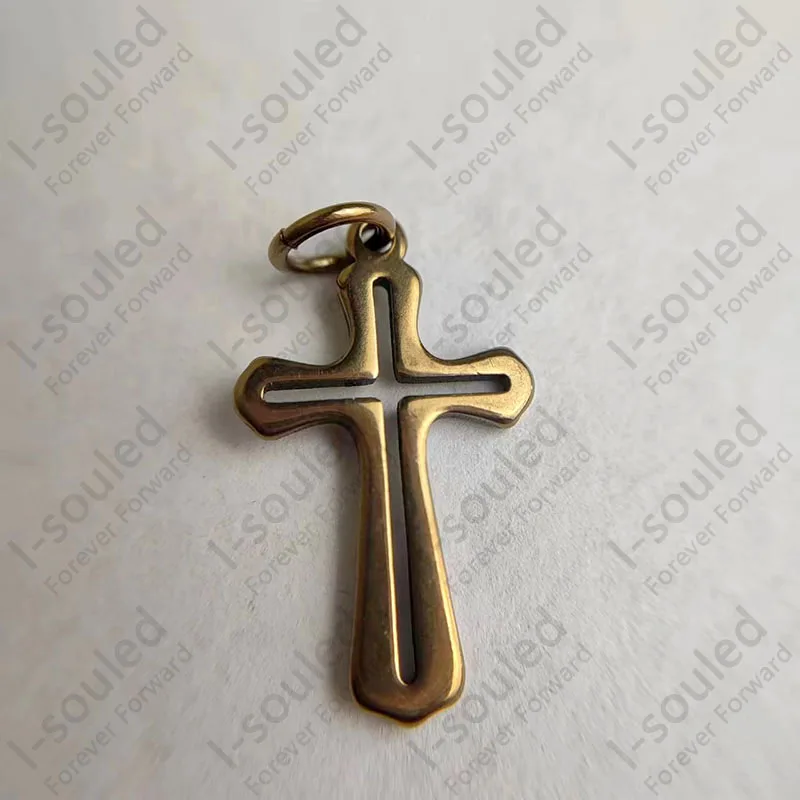 Small Hollow Out Burning Solid Titanium Cross Pendant 3 X 2 Cm With A ...