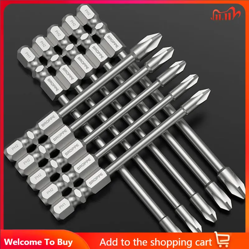 BROPPE 8Pcs Impact Phillips Screwdriver Bit 75/100mm High Torque Cross ...