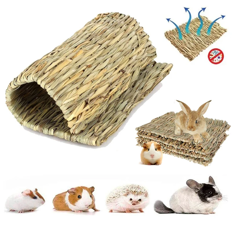 Rabbit-Grass-Chew-Mat-Small-Animal-Hamster-Cage-Bed-House-Pad-Woven ...