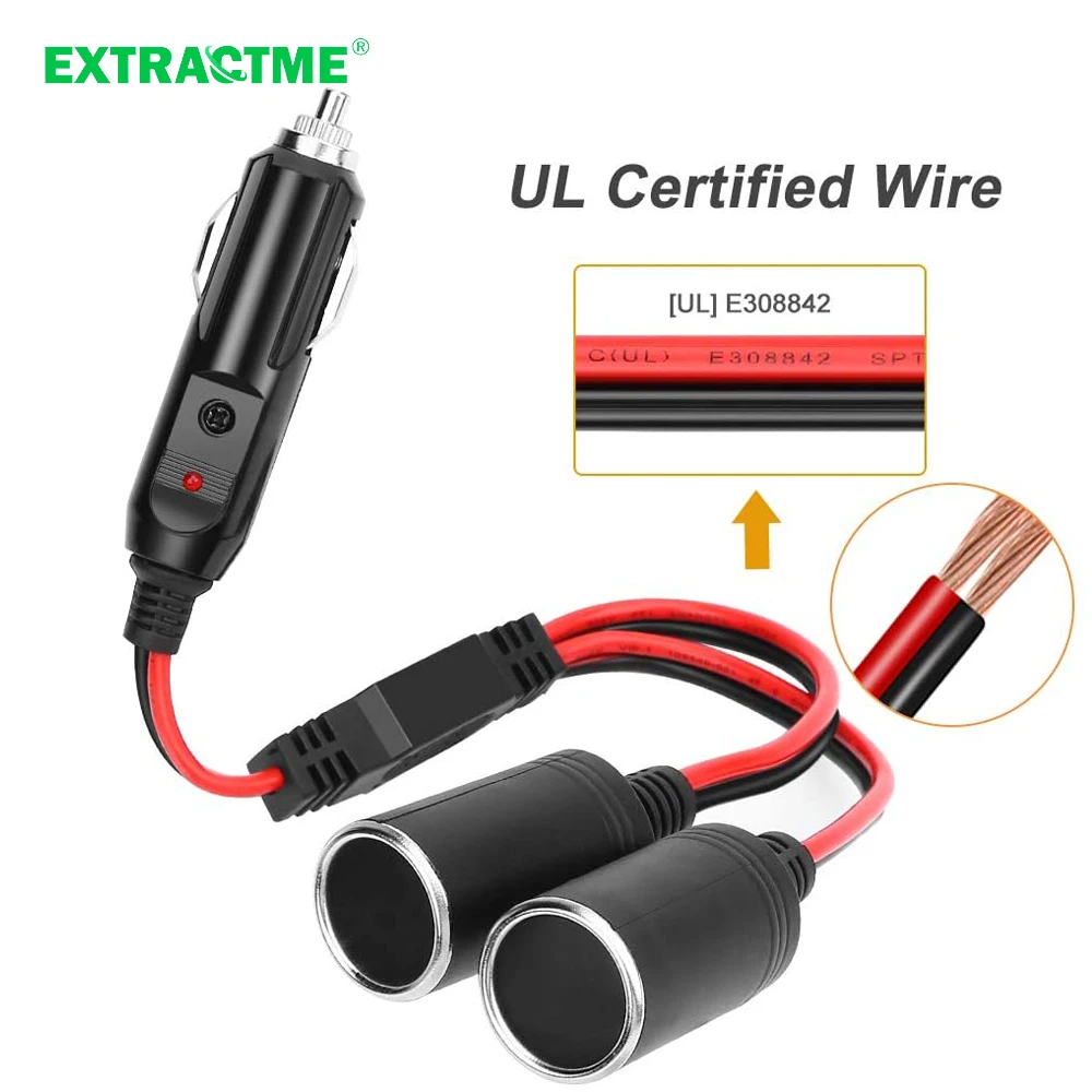 Extractme-1-a-2-Adattatore-splitter-per-accendisigari-per-auto-Porta ...