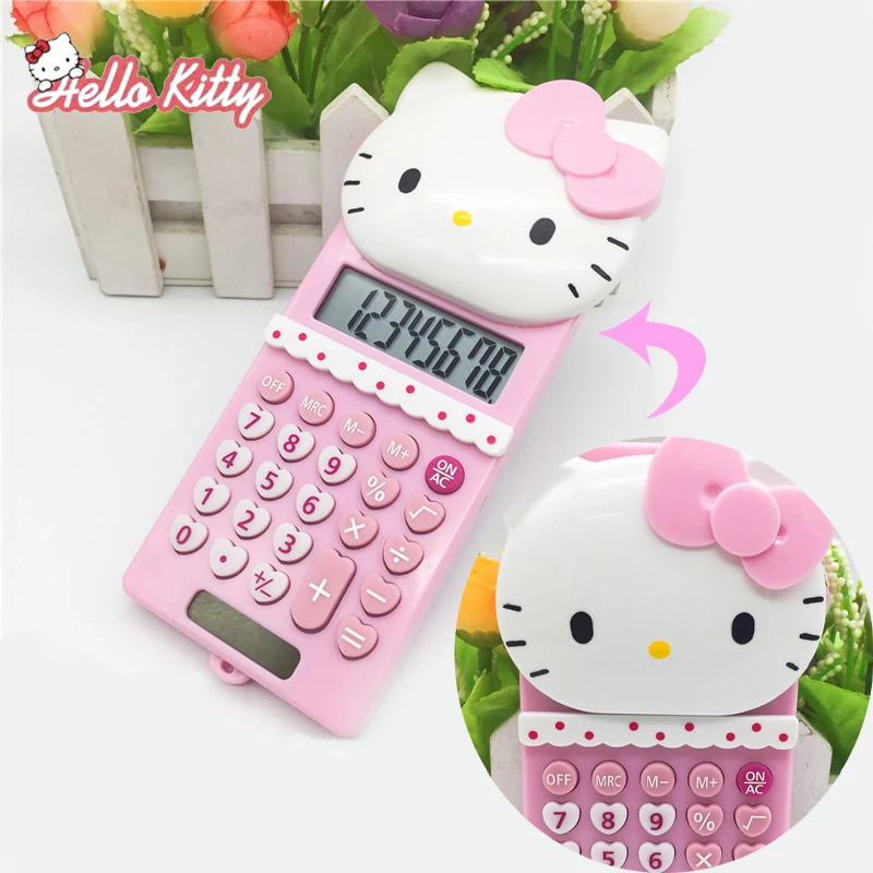 Hello-Kitty-Electronic-Calculator-Cartoon-Push-Cover-Portable-Student ...