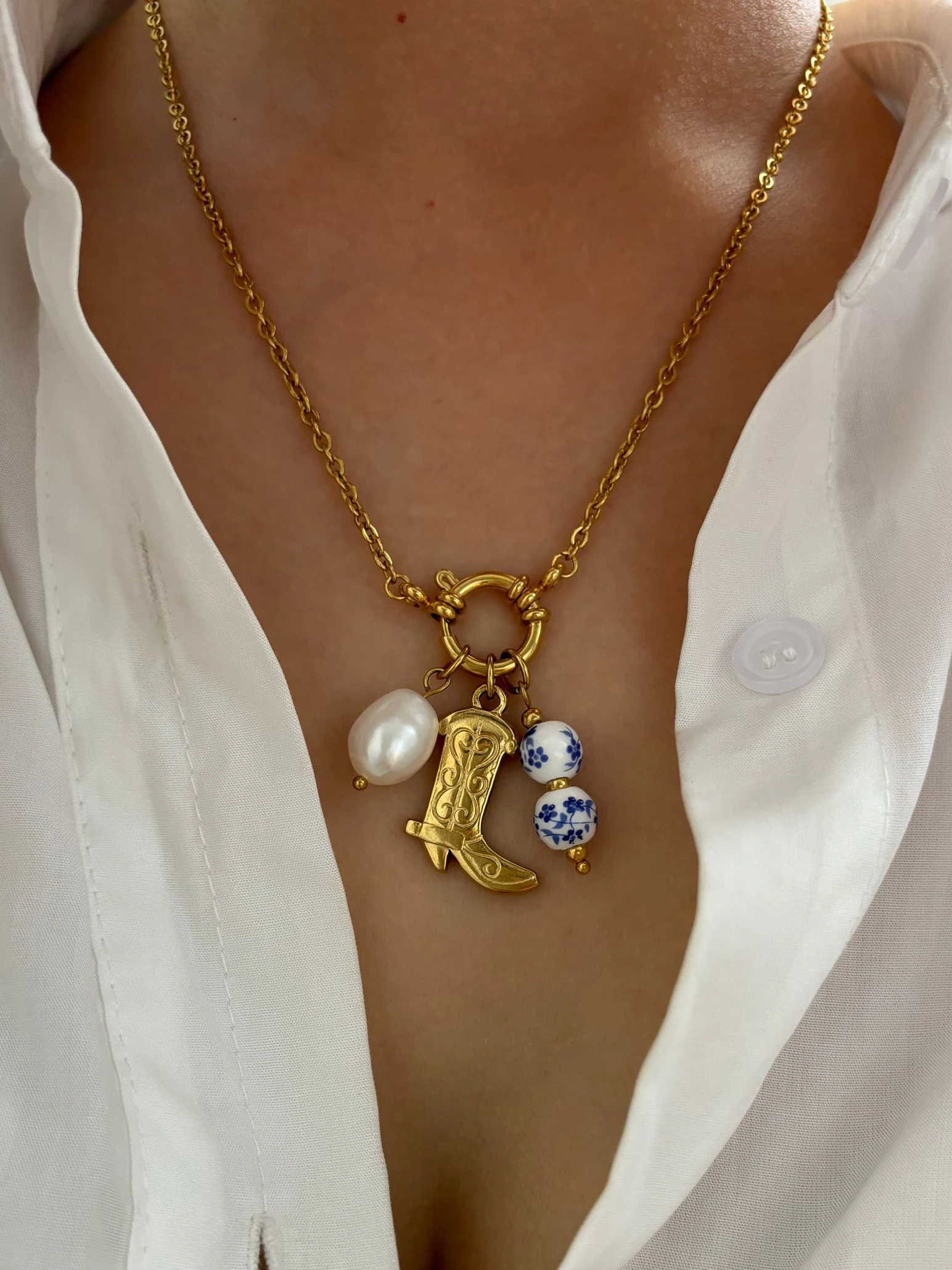 Peri'sbox 316L Stainless Steel Natural Freshwater Pearl Circular ...