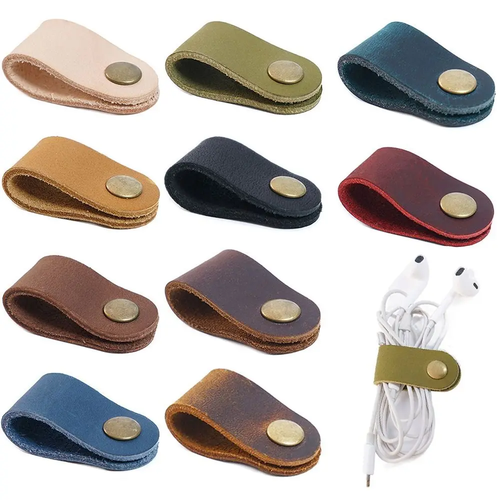 1Pcs Mini Leather Cable Winder Earphone Accessories Cord Organizer ...