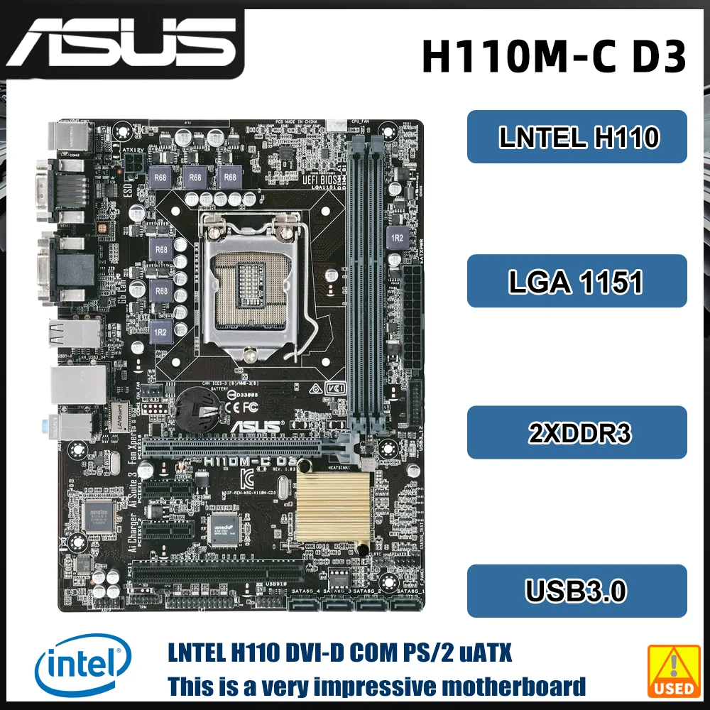 ASUS H110M C D3 Motherboard 1151 intel H110 DDR3 32GB USB2 0 Micro ATX
