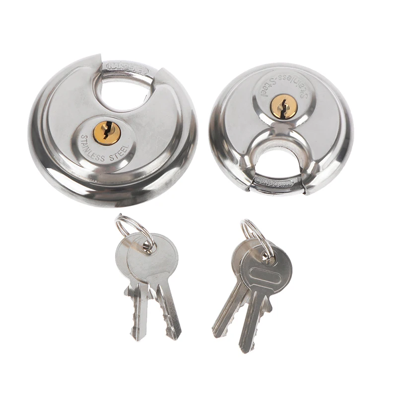 1PC 60/70MM Cool Duty Stainless Steel Round Disc Storage Pad Lock ...