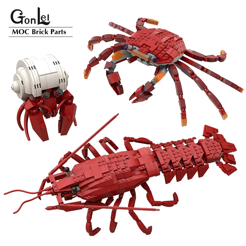Magical Animals Moc Building Blocks Redstone Hermit Crab Lobster Diy ...