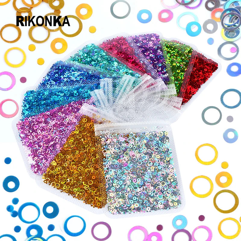 Holographic Hollow Nail Glitter Sequins Sparkly Silver Round Shape ...