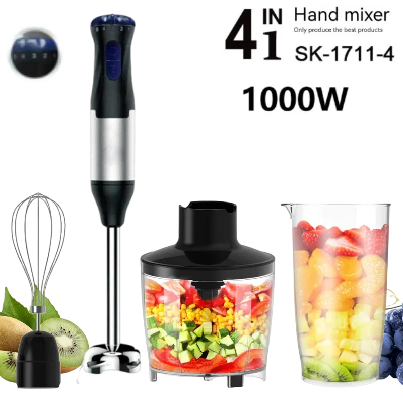 Hand Immersion Blender 1000W Powerful 4-in-1,Stainless Steel Stick Food ...