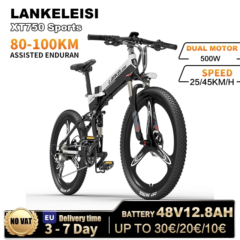 E-Bike LANKELEISI XT750 Sport 500W Folding Electric Bike 9 Speed ...