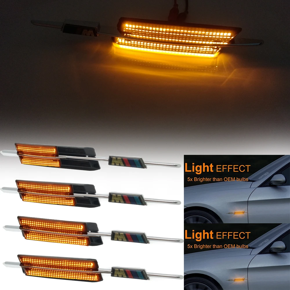Black Lens Dynamic Arrow LED Side Marker Lamp Turn Signal Blinker Light ...