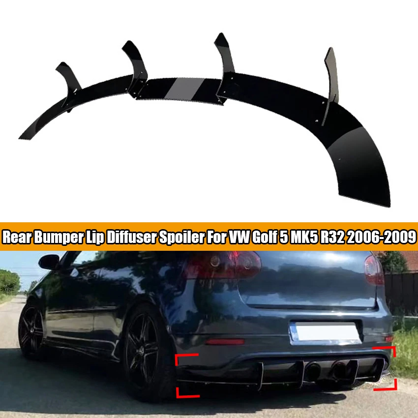 MK5 R32 Car Rear Bumper Lip Diffuser Spoiler Splitter Protector Car Styling ABS For VW Golf 5 ...