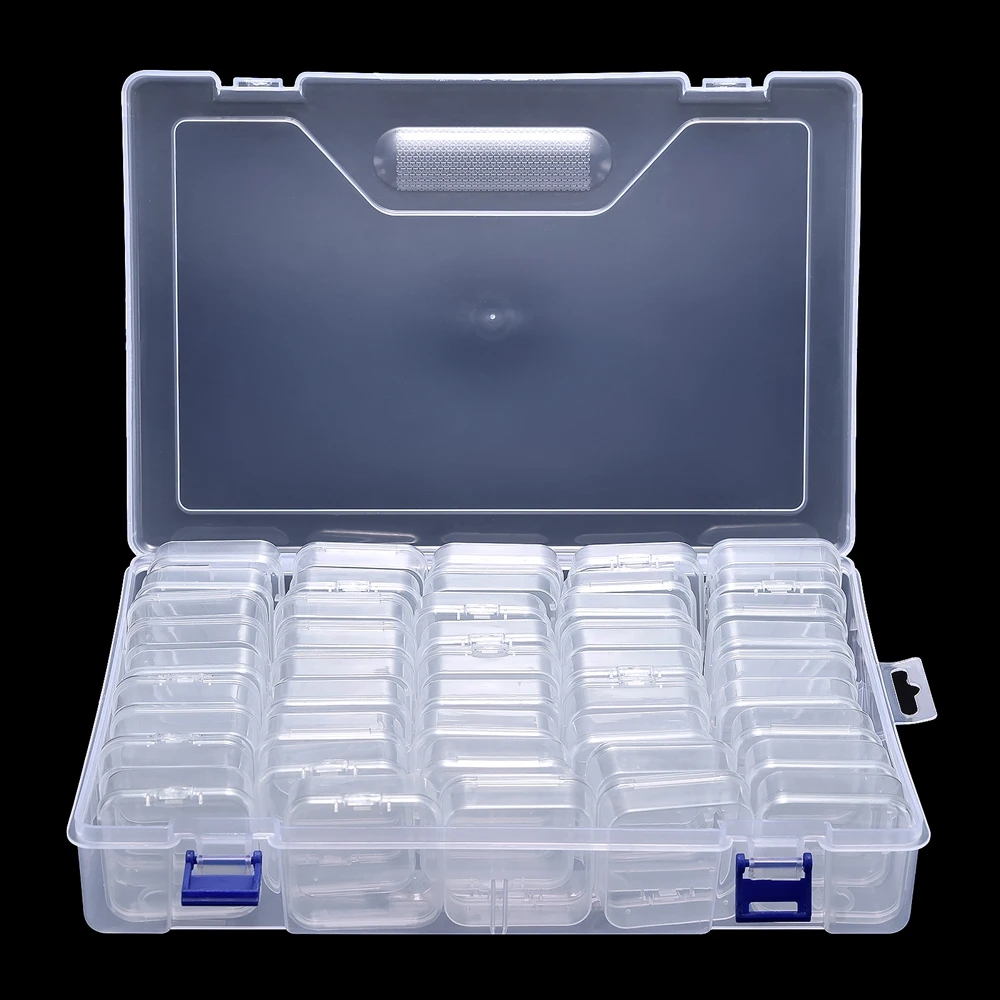 14/20/30/45 Grids Clear Plastic Nail Storage Container Case Nail Art ...