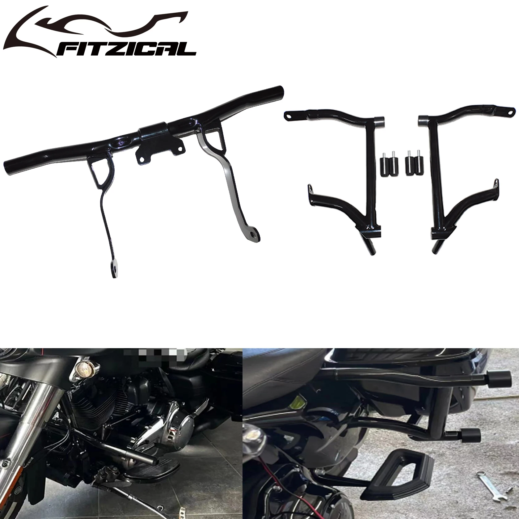 Motorcycle-Rear-Saddlebag-Guard-Rails-Bag-Guards-Front-Engine-Guard-For ...