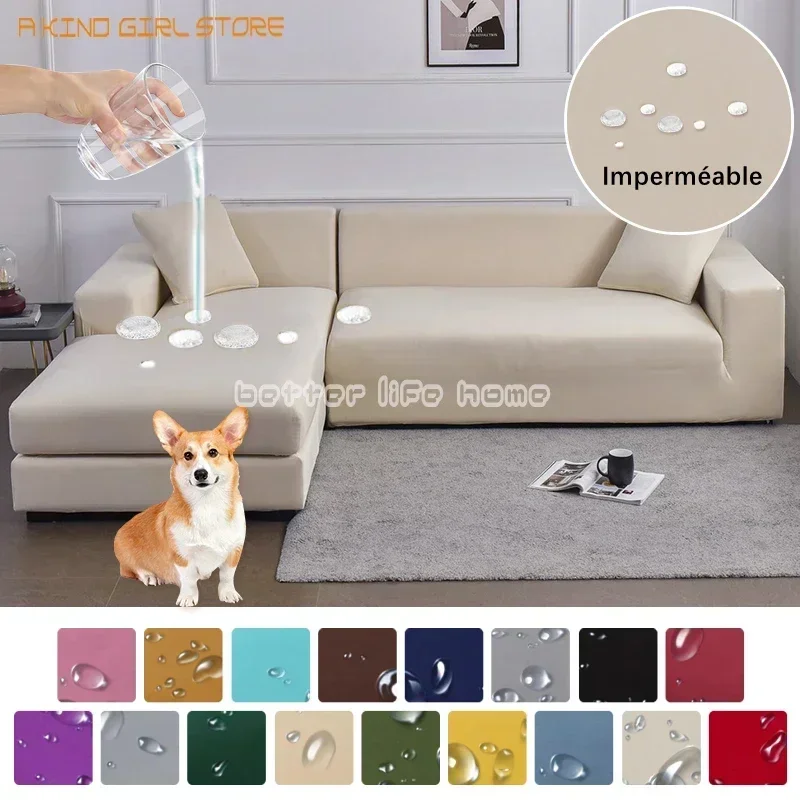 1-2-3-4-Waterproof-Skins-Elastic-Corner-Sofa-Covers-Seats-Solid-Couch ...