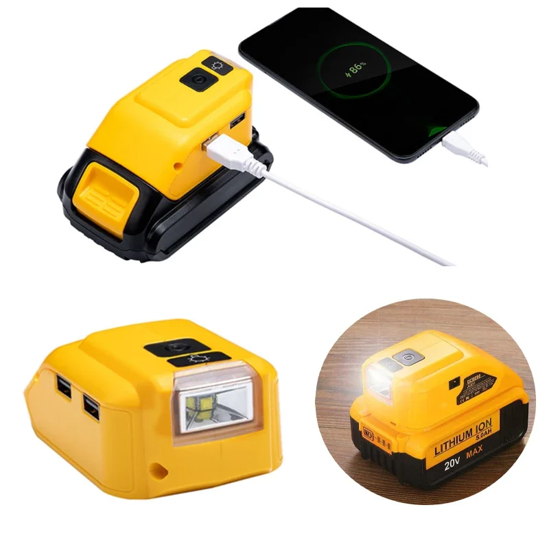 DCB090 Battery Adapter for Dewalt 18V 20V Power Bank with LED Light ...