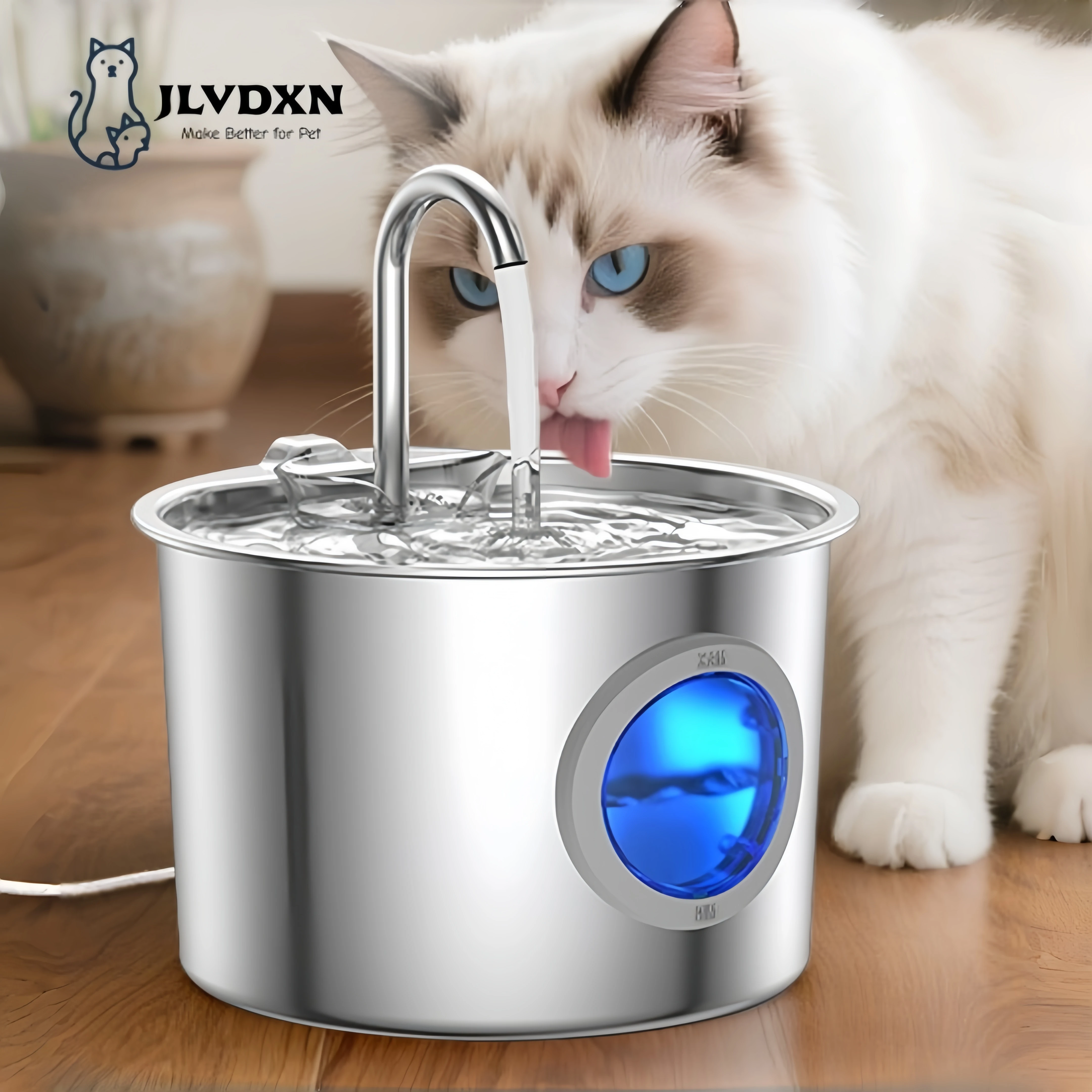 Cat Water Fountain 2.2L Automatic with Multiple Filters Stainless Steel ...