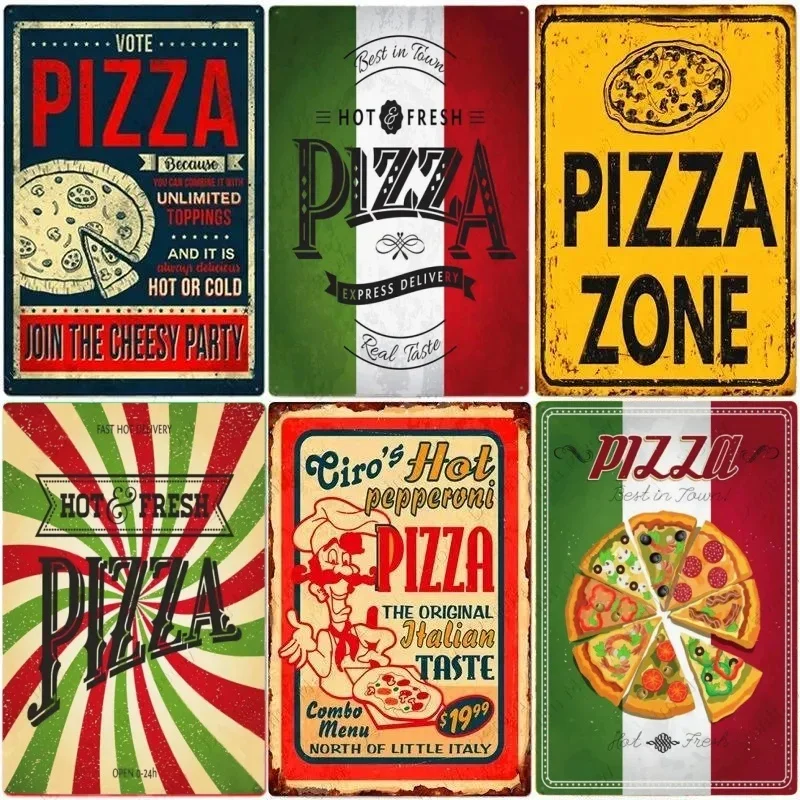 Great-Food-Vintage-Metal-Signs-Pizza-Zone-Plaque-Pub-Bar-Home ...