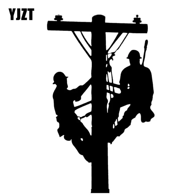 Lineman On Pole Silhouette