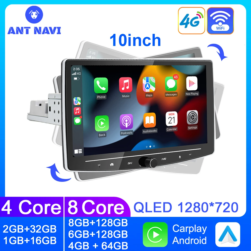 Antnavi 10inch Rotate Android Screen Car Radio Android 1 Din Apply ...