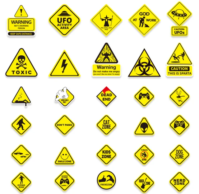 10/50pcs Funny Warning Stickers Danger Banning Sign Viny Decal Car ...