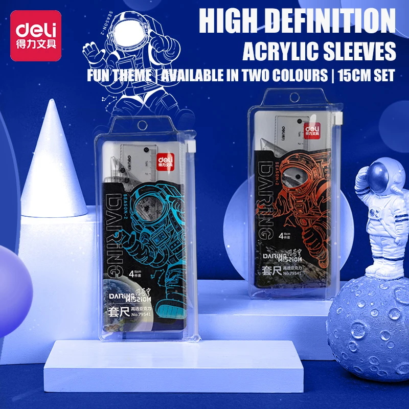 Deli-4-In-1-Ruler-Stationery-Set-Triangle-Protractor-Aerospace-Series ...