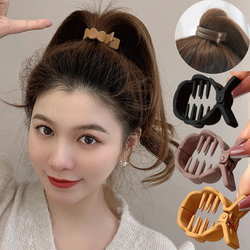 Frosted High Ponytail Clips Solid Color Banana Clip Women Hair Style ...