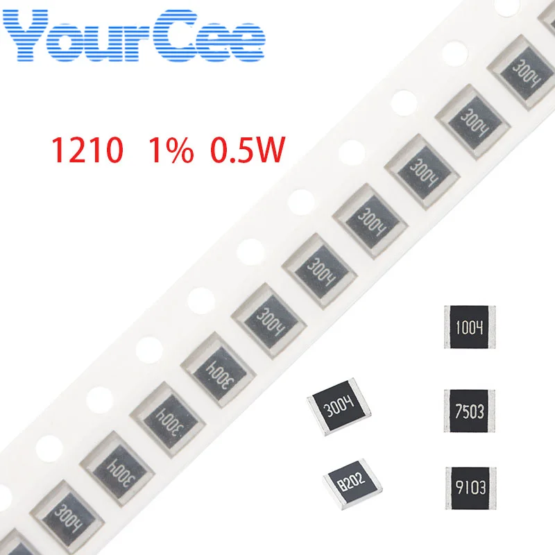 50pcs 1210 SMD Resistor 1% 0.5W 0~10M 0 2 3.3 5.6 10 12 20 30 36 47 51 ...